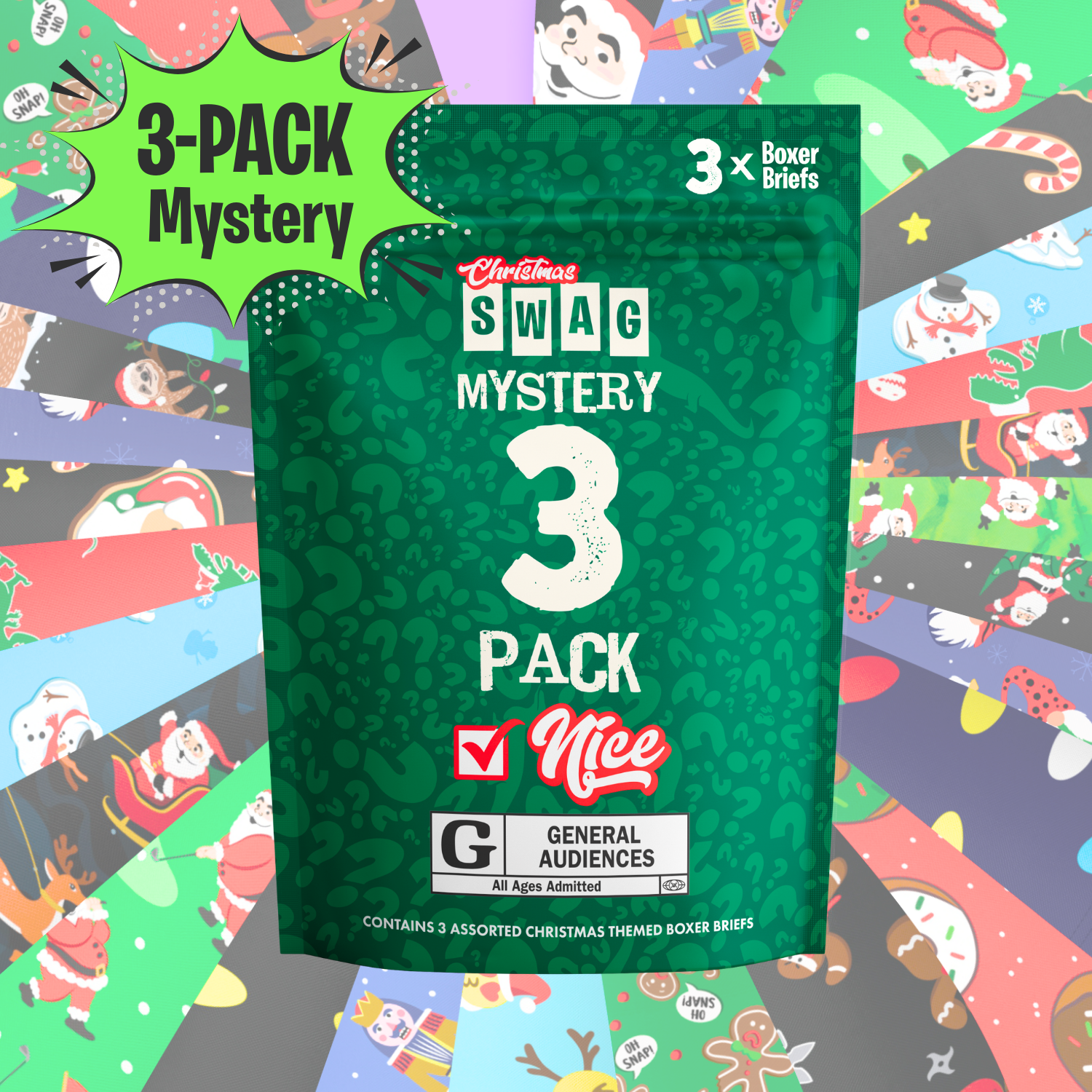 SWAG Nice Christmas Mystery Boxer Brief 3-Pack – SWAG Boxers